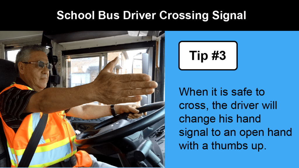 How to Cross Safely and School Bus Driver Hand Signals | Halton Student ...